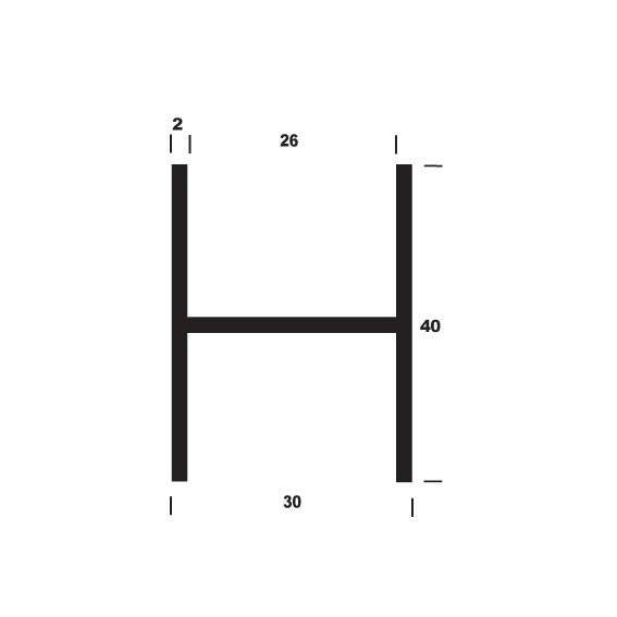 H-profil alu B30*H40*2 - Profiler - Hansen Lellinge A/S