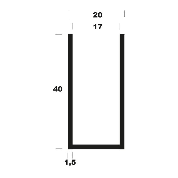 U-profil rå B20*H40*1,5 - Profiler - Hansen Lellinge A/S